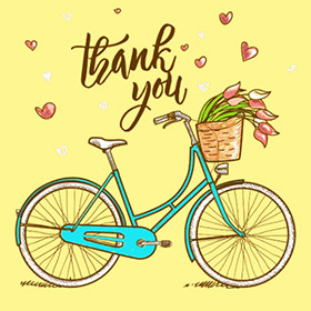 Thank you with a bicycle